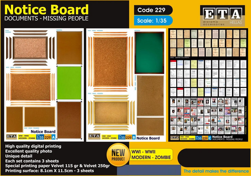 ETA DIORAMA ACCESSORIES 229 Notice Board & Documents
