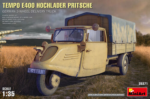 MiniArt 35371 Tempo E400 Hochlander Pritsche German 3-Wheeled Delivery Truck