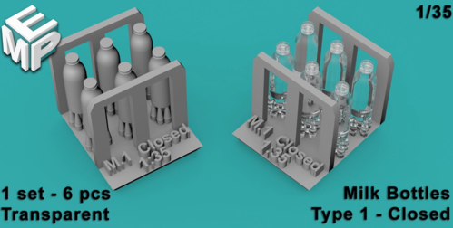 EMP3D 35060118 Butelki mleka 1l - typ 1 - zamknięte - 6 sztuk