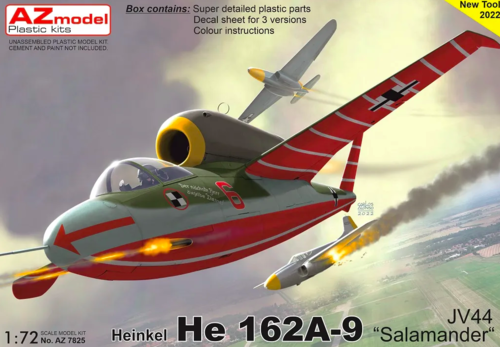 DISCONTINUED AZ-Model 7825 Heinkel He 162A-9 Salamander JV44