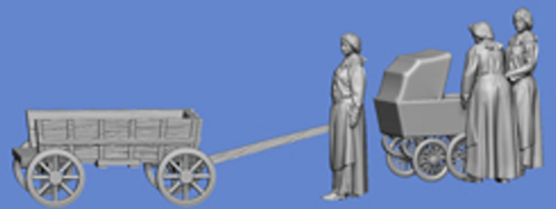 Germania-Figuren 72-SAX-006 City life maid with stroller Servant with handcart 3 figures
