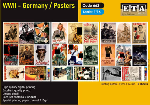 ETA DIORAMA ACCESSORIES 662 Germany WWII Propaganda Posters