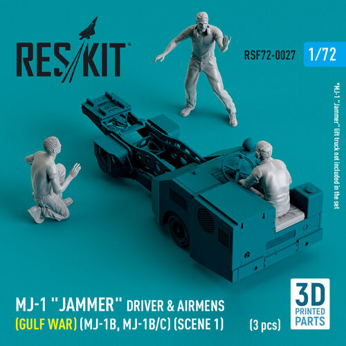 DISCONTINUED RES/KIT F72-0027 MJ-1 'Jammer' Driver And Airmens (Gulf War) (MJ-1B, MJ-1B/C) (Scene 1) (3pcs) (3D Printed)