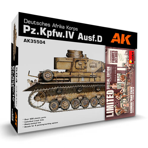 AK-Interactive 35504-B Pz.Kpfw.IV Ausf.D Deutsches Afrika Korps (5 Figures German Tank Crew Afrika Korps)