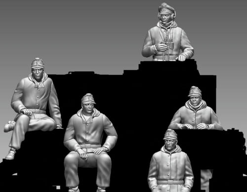 Peddinghaus-Decals 87F009 German Tank Crew In Winter Gear Sitting And Standing (5 Figures)