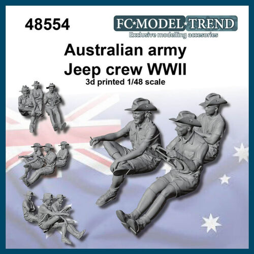 FC ModelTrend 48554 Australian Army Jeep Crew WWII