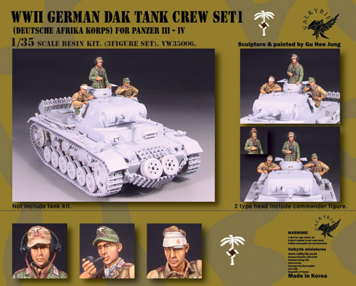Valkyrie Miniatures 35006W WWII German DAK Tank Crew Set 1 3 Figures