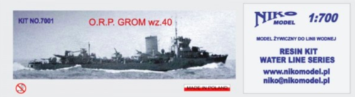 NIKO MODEL 7001 Polish Destroyer Grom 1940