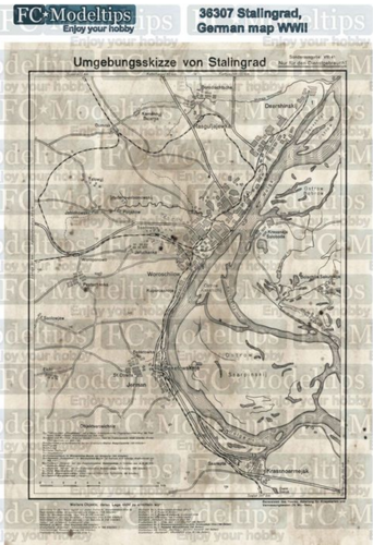 FC ModelTrend 36307 Self adhesive paper base, German map of Stalingrad WWII