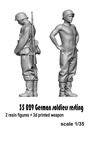 Glowel Miniatures 35029 German Soldiers Resting (2 Reisn Figures, 3D Printed Weapon)