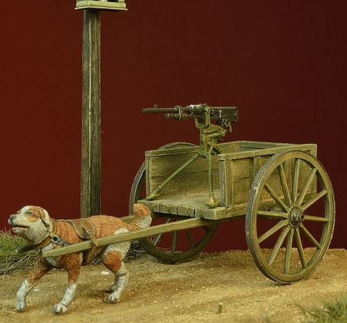 D-DAY miniature studio 35106 WWI Dog-drawn Cart with Hotchkiss Machine Gun