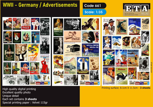 ETA DIORAMA ACCESSORIES 661 Germany WWII Advertisements