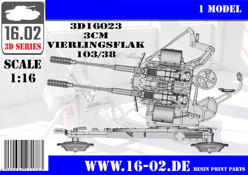 Custom scale 3D16023 3cm Vierlingsflak 103/38