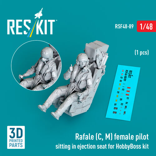 RES/KIT F48-0089 Rafale (C, M) Female Pilot Sitting In Ejection Seat For HobbyBoss Kit (1pc) (3D Printed)