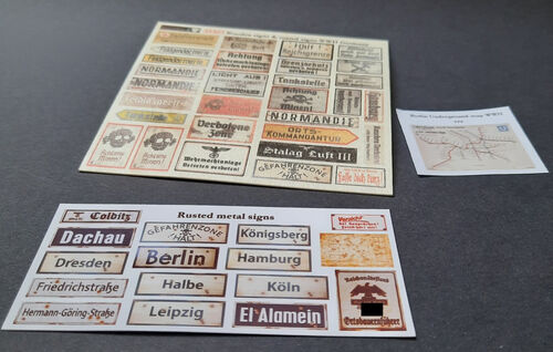 Reality in Scale 35303 Wooden & Rusted Signs WWII Germany (Sheet 9,5 x 10 cm)