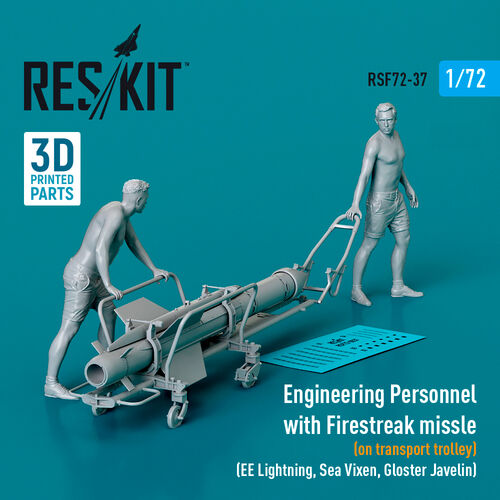 RES/KIT F72-0037 Engineering Personnel With Firestreak Missle (On Transport Trolley) (EE Lightning, Sea Vixen, Gloster Javelin) (1pc) (3D Printed)