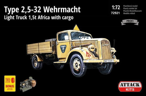 Attack 72921 Opel Blitz (Type 2,5-32) Wehrmacht 1,5t Light Truck - Africa (Profi Line)