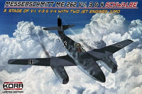 Kora Models KPK72171 Messerschmitt Me 262 V-1, 3 And 4 Schwalbe - 3. Stage Of V-1, V-3 And V-4 With Two Jet Engines Jumo