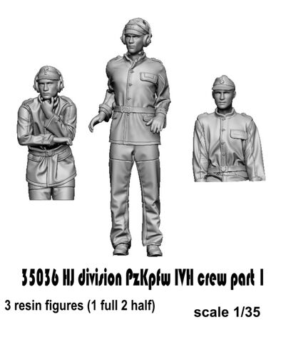 Glowel Miniatures 35036 HJ Division PzKpfw IVH Crew Part I (3 Resin Figures - 1 Full, 2 Half)