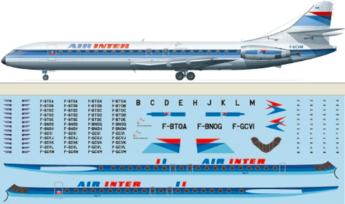 F-RSIN P4070 Caravelle 12 - Air Inter 1980´s