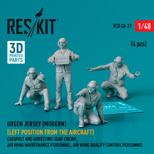 RES/KIT F48-0027 Green Jersey (Modern) (Left Position From The Aircraft) Catapult And Arresting Gear Crews, Air Wing Maintenance Personnel, Air Wing Quality Control Personnel (4pcs) (3D Printed)