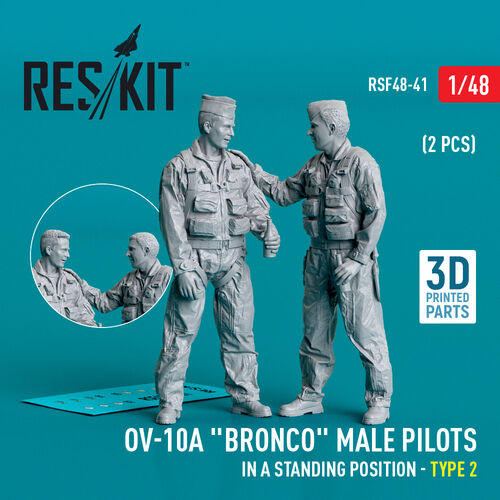RES/KIT F48-0041 OV-10A 'Bronco' Male Pilots (In A Standing Position - Type 2) (2pcs) (3D Printed)
