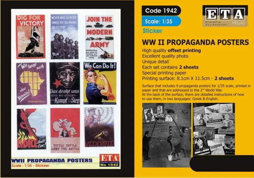 ETA DIORAMA ACCESSORIES 1942 Propaganda WWII Posters - Sticker