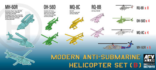 AFV Club SE70010 Modern Anti-submarine Helicopter Set B (MH-60 R, MQ-8 B/C and OH-58 D)