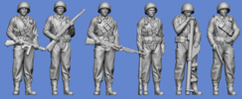 Germania-Figuren 72-WW2-233 US infantrymen wait-and-see attitude various weapons