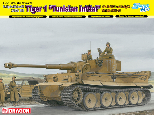 Dragon 6608 Tiger I Initial Production "Tunisian Initial Tiger" 1.kompanie s.Pz.Abt.501 DAK Tunisia 1942/43