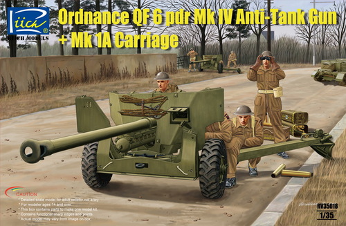 Riich.Models RV35018 British Ordnance QF 6 pdr Mk IV Anti-Tank Gun and Mk 1a Carriage
