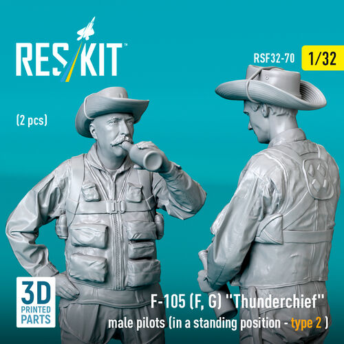RES/KIT F32-0070 F-105 (F, G) 'Thunderchief' Male Pilots (In A Standing Position - Type 2) (2pcs) (3D Printed)