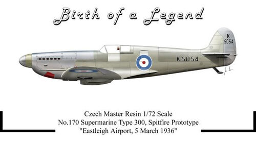 Czech Master Resin 72-170 Supermarine Spitfire Type 300 prototype - Eastleigh Airport 1935 'Birth Of A Legend'