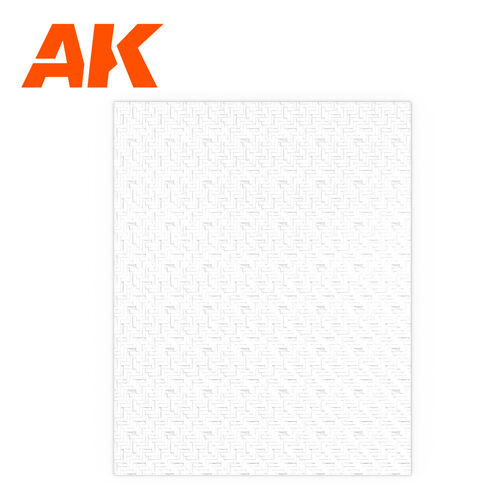 AK-Interactive 6581 Pavement Spike Brick Sheet 245 x 195mm / 9.64 x 7.68 “ Textured Styrene Sheet – 1 Unit
