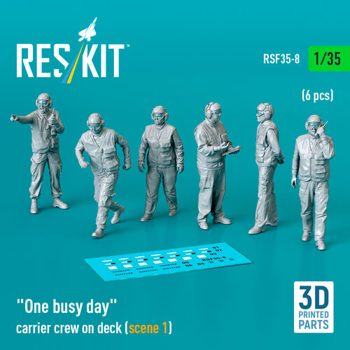 DISCONTINUED RES/KIT F35-0008 'One Busy Day' Carrier Crew On Deck (Scene 1) (6pcs) (3D Printed)