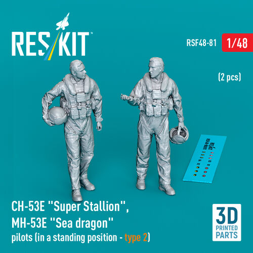 RES/KIT F48-0081 CH-53E 'Super Stallion', MH-53E 'Sea Dragon' Pilots (In A Standing Position - Type 2) (2pcs) (3D Printed)