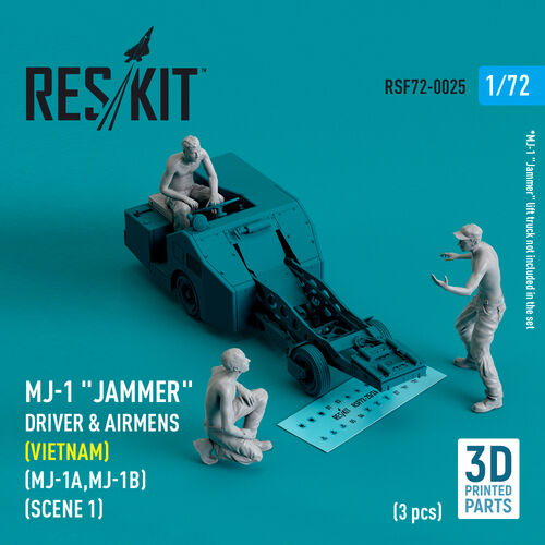 DISCONTINUED RES/KIT F72-0025 MJ-1 'Jammer' Driver And Airmens (Vietnam) (MJ-1A, MJ-1B) (Scene 1) (3pcs) (3D Printed)