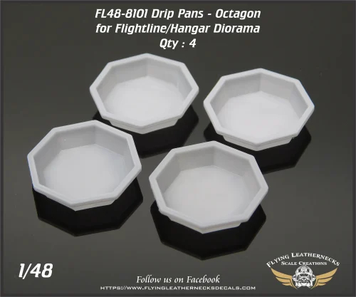 Flying Leathernecks 48-8101 Drip Pans - Octagon for Flightline / Hangar Diorama - 3D-Printed (4 pcs)