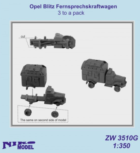 NIKO MODEL ZW3510G Opel Blitz Fernsprechskraftwagen 3 to a pack