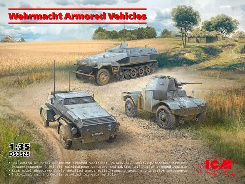 ICM DS3525 Wehrmacht Armored Vehicles (Sd.Kfz.251/1 / P.204 (f) / Sd.Kfz.247)
