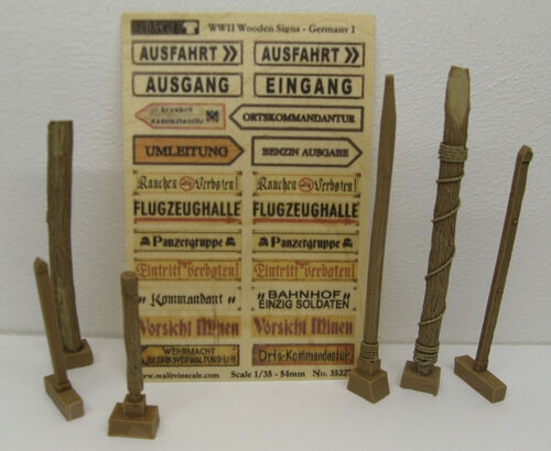 Reality in Scale 35227 Wooden Signs WWII Germany Set 1 (22 signs and 6 resin poles)