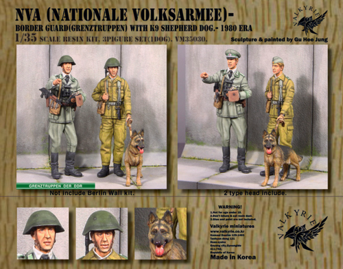 Valkyrie Miniatures 35030 NVA(Nationale Volksarmee) Border Guards with K9 Dog - 1980 Era