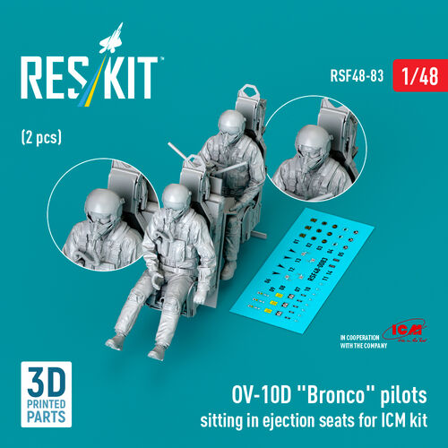 RES/KIT F48-0083 OV-10D 'Bronco' Pilots Sitting In Ejection Seats For ICM Kit (2pcs) (3D Printed)