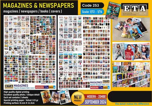 ETA DIORAMA ACCESSORIES 253 Magazines And Newspapers (Magazines/Newspapers/Books (Covers)) (2 Sheets)