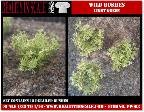 Reality in Scale PP003 Wild Bushes Light Green - High Quality Plastic Plants