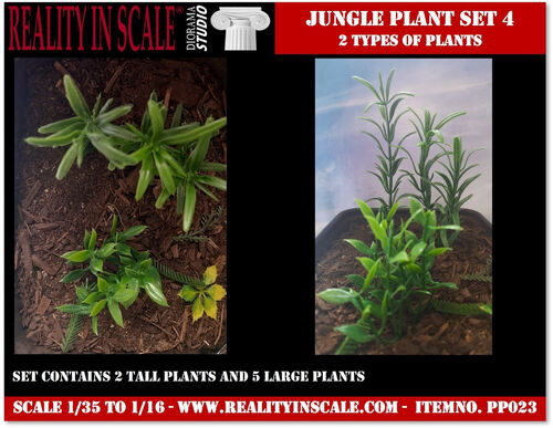 Reality in Scale PP023 Jungle Plant Set 4 - 2 Different Jungle Plants- High Quality Plastic Plants
