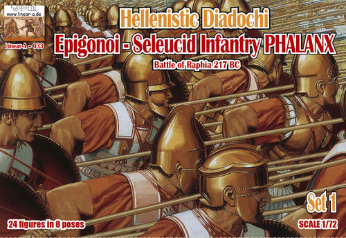 Linear-A 033 Hellenistic Diadochi Set 1 - Seleucid Infantry Phalanx (24 figures in 8 poses)