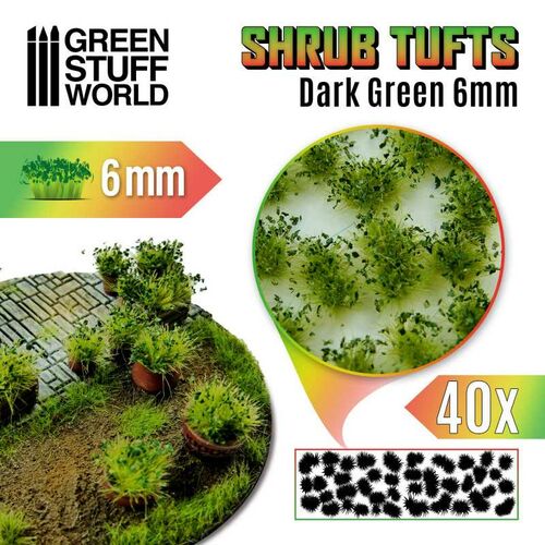 Green Stuff World 1306 Shrub Tufts 6mm - Dark Green