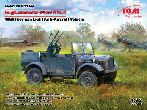ICM 35584 le.gl.Einheits-Pkw Kfz.4 WWII German Light Anti-Aircraft Vehicle
