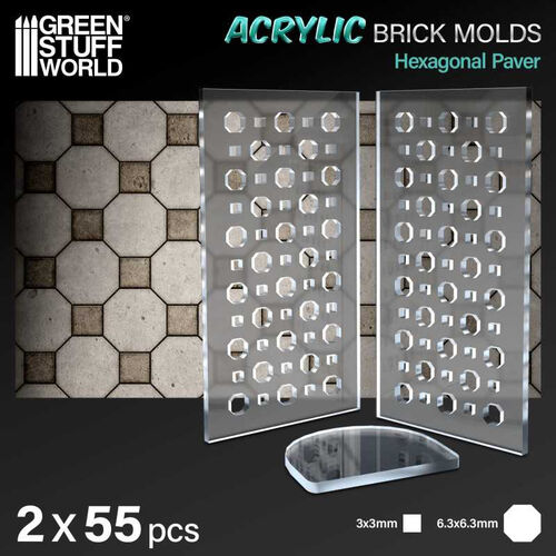 Green Stuff World 12568 Acrylic Brick Molds - Octagon Paving Bricks